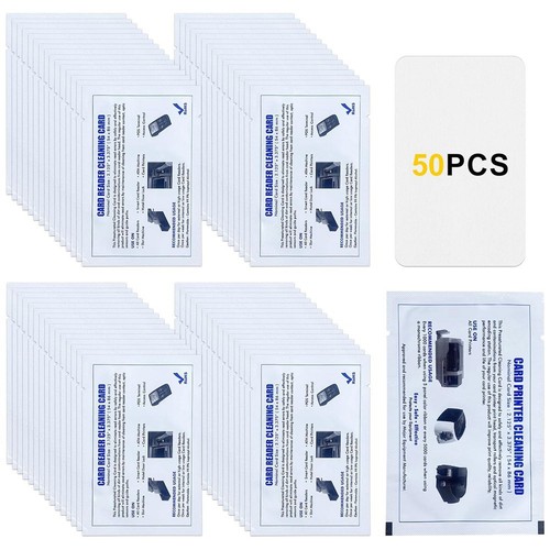 CR80 Card Reader Cleaning Cards, 50PCS Dual Side Card Reader Cleaner ...