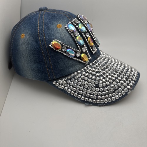 Denim Bling Hat VIP Gems Baseball Cap Visor Studded Rhinestones Gems ...