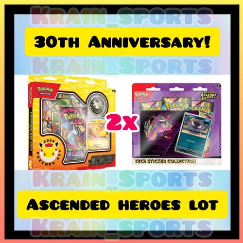 In Hand 2x Pokemon TCG Mega Ascended Heroes Sticker+30th Anniversary ...