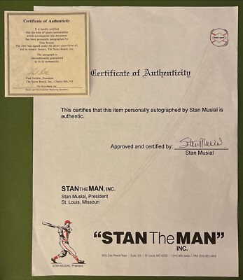 STAN MUSIAL AUTOGRAPHED 8x10 LETTER WITH SCOREBOARD COA | eBay