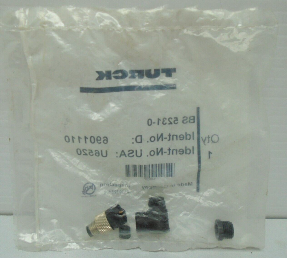 Turck BS 5231-0 Connector M8 Male Right Angle, 3 Pin Fits 3-5mm Dia ...