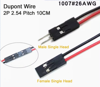 Dupont Wire Male/Female Single Head Plug Wire Connecting line 2P 2.54 ...