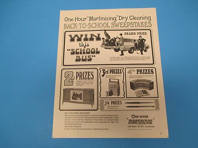 1968 One Hour Martinizing Dry Cleaning Back-to-School Sweepstakes Print ...