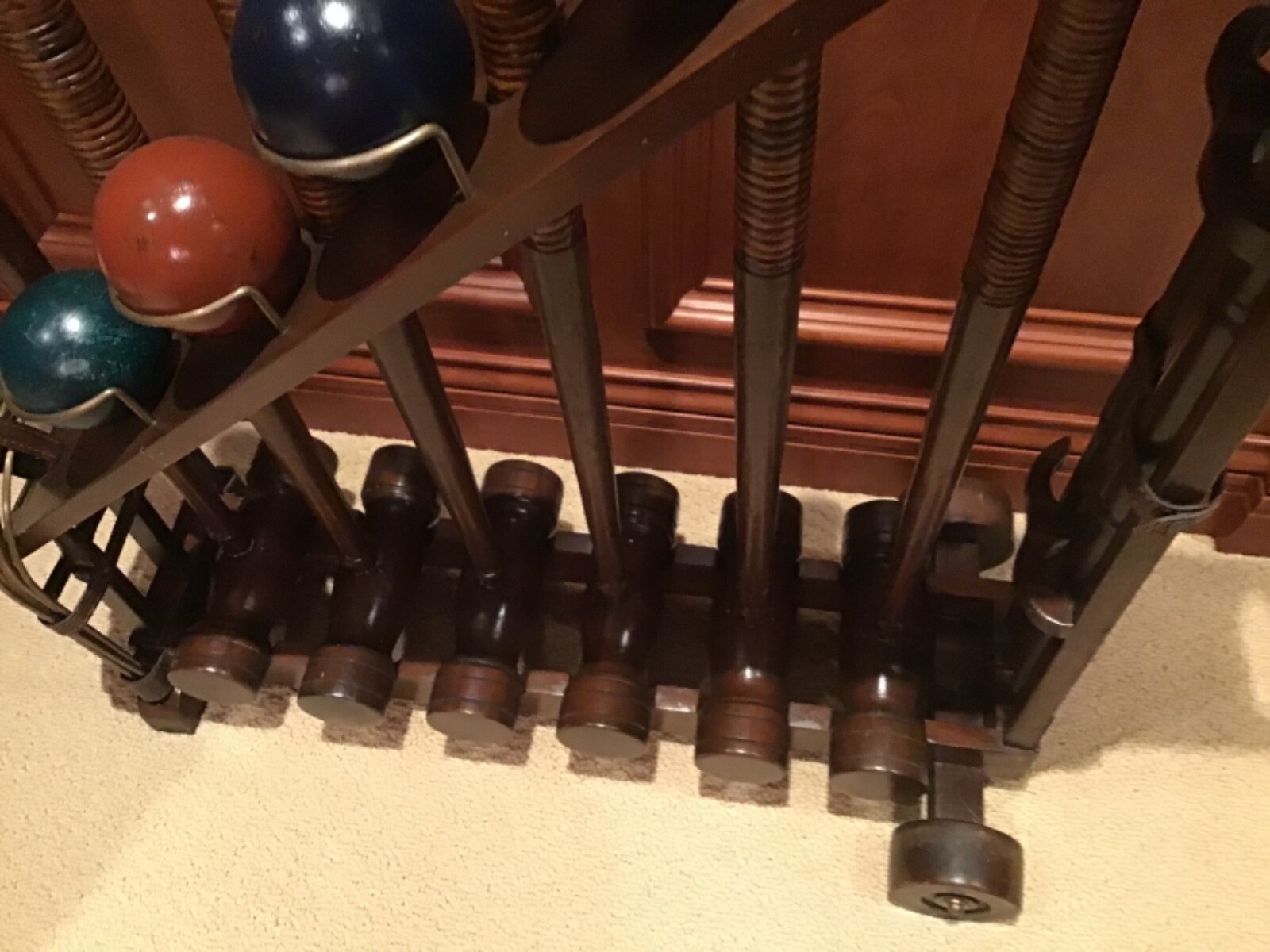 Vintage Croquet Set with Wheeled Storage Rack Complete 6 players Stiles ...