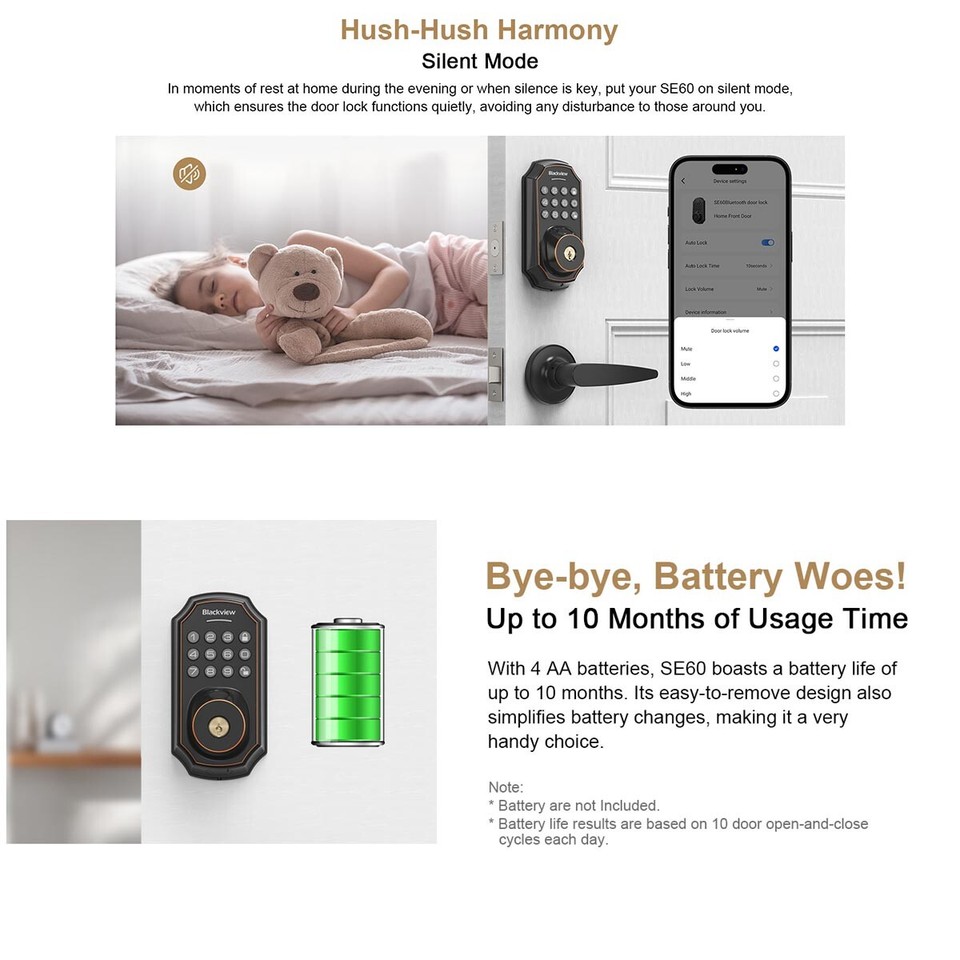 Blackview Smart Door Lock Set Fingerprint Keyless App Bluetooth Digital ...