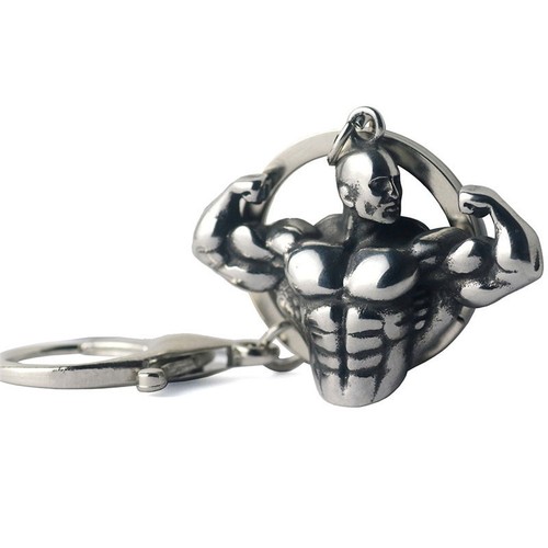 New Gym Strongman Keychain Key Fob Metal Alloy Ring for Strong Man ...