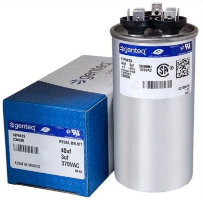 40+3 uF 370 VAC Genteq GE Capacitor 40/3 Dual MFD Run Round C3403R ...
