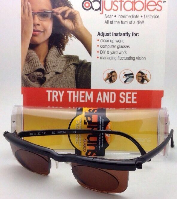 ADLENS SUNDIALS Adjustables Sunglasses Rx range +3.00 to -6.00 Black ...