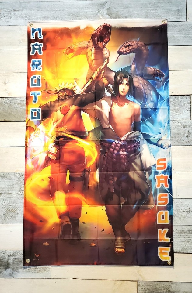 Naruto Sasuke Anime Tapestry Flag 100D Polyester 4 Grommets 3x5 Ft ...