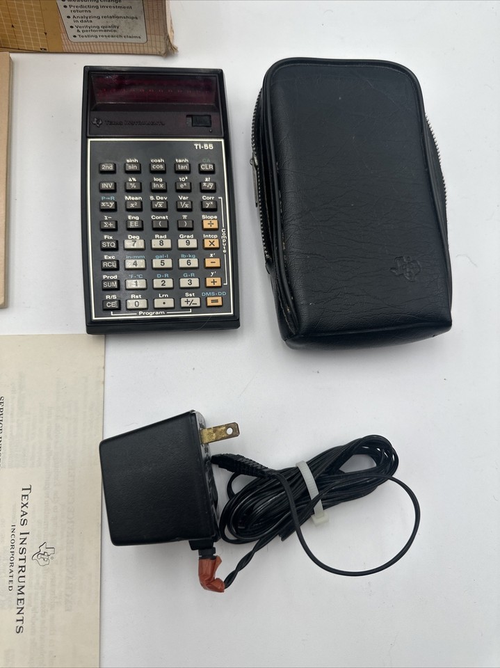 Texas Instruments TI-55 Vintage Calculator W/ Box, Manual & Charger BAD ...