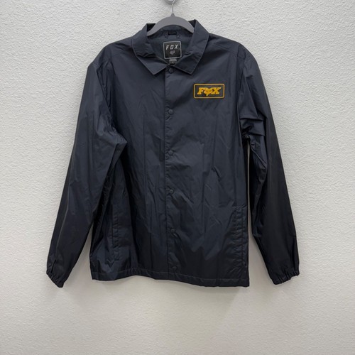 Fox Racing Lad Logo Black Snap Button Collared Coaches Jacket Mens size ...