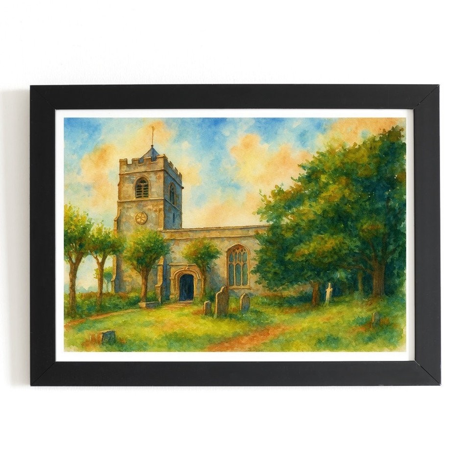 A4 PRINT - St Laurence's Church, Meriden - Vintage Art Style | eBay UK
