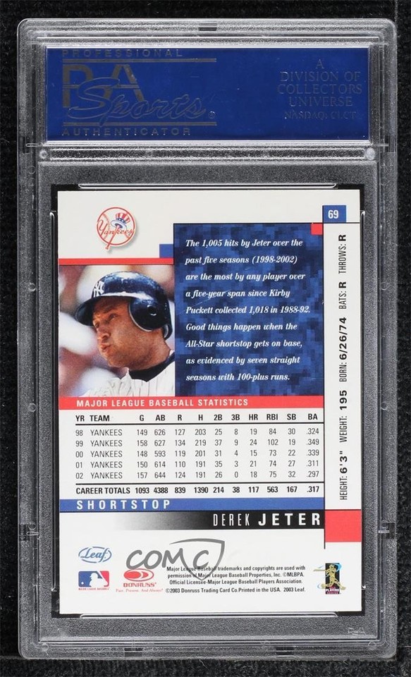 2003 Leaf Derek Jeter #69 PSA 9 MINT HOF | eBay