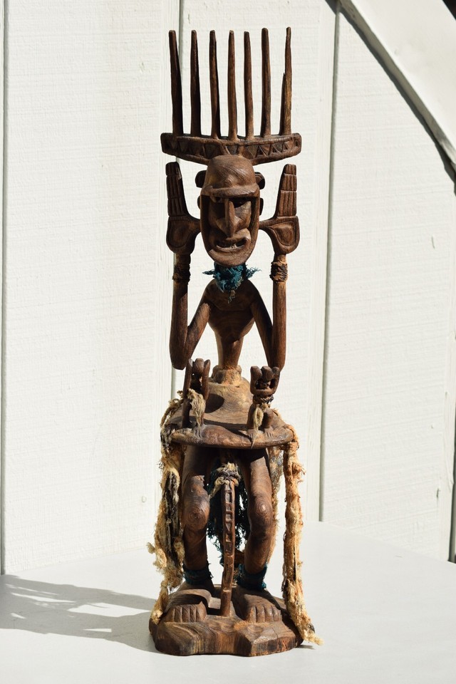 32" OCEANIC PAPA NEW GUINEA SEPIK RIVER TRIBAL WOOD CARVING STATUE ...