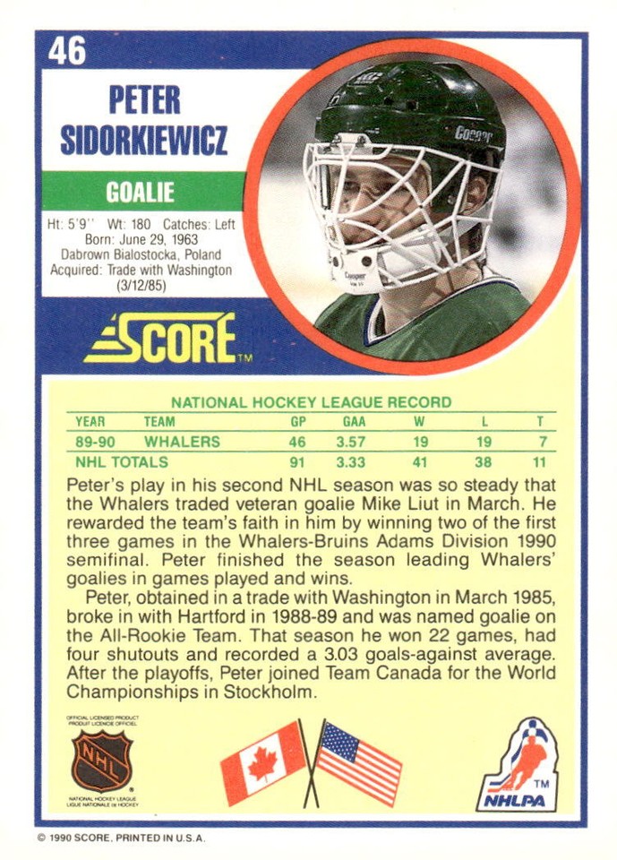 1990-91 Score American #46 Peter Sidorkiewicz | eBay