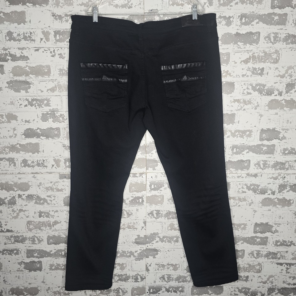 Benjamin Black Jeans Mens 42x31 Black Stretch Denim Slim Fit Straight ...