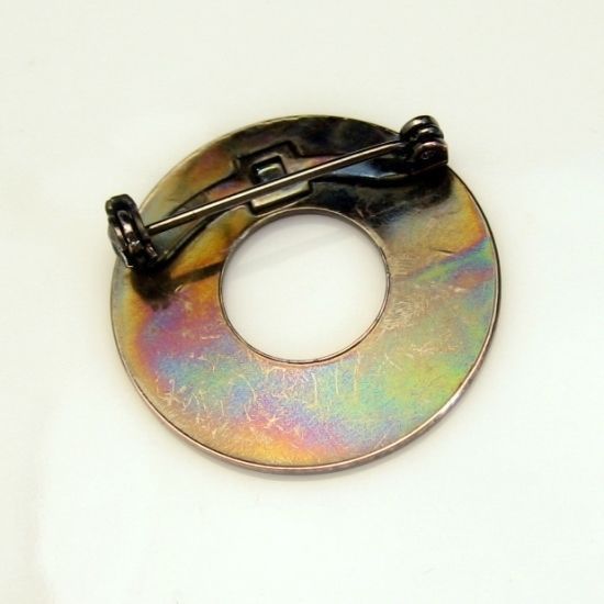 Vintage Engraved Copper Circle Brooch Pin Pretty Spiral Design Unique ...