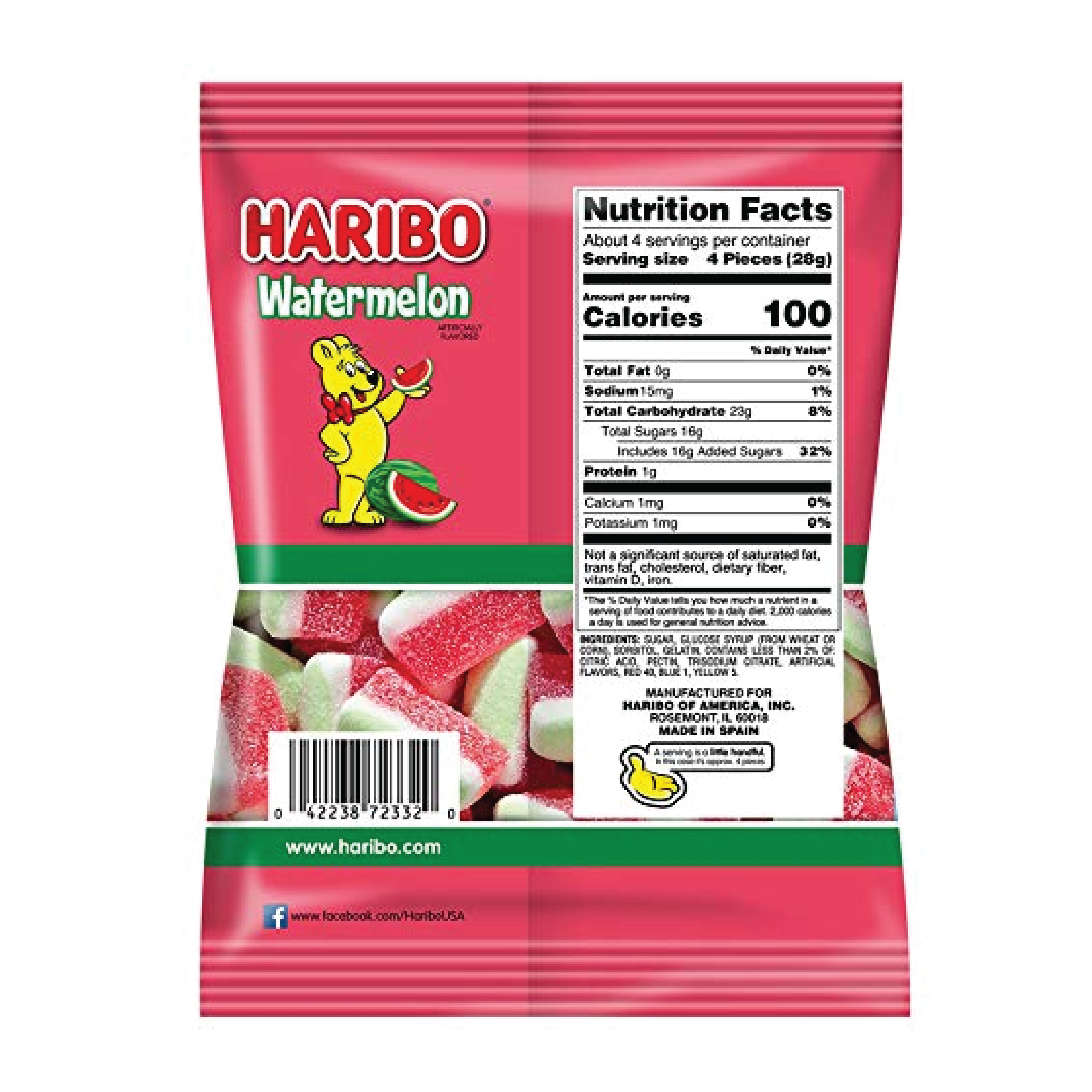 12x Bags Haribo Watermelon Flavor Gummi Candy Soft & Sweet | Share Size ...