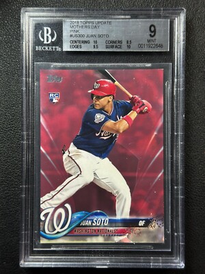 JUAN SOTO BGS 9 2018 TOPPS UPDATE #US300 MOTHER'S DAY PINK ROOKIE 16/50 ...