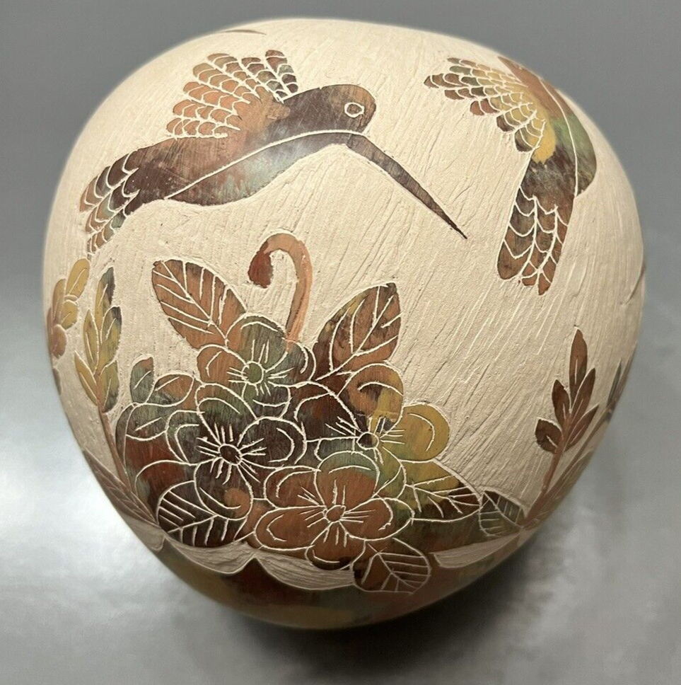 Mata Ortiz Pottery Armida Corona Vase Olla Hummingbird Sgraffito Art ...