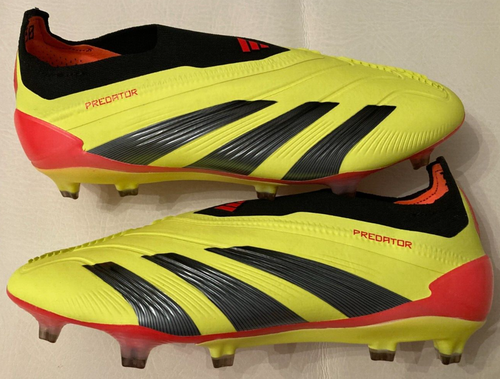 Mens 8 Adidas Predator 24 Elite Laceless Yellow Black FG Soccer Cleats ...