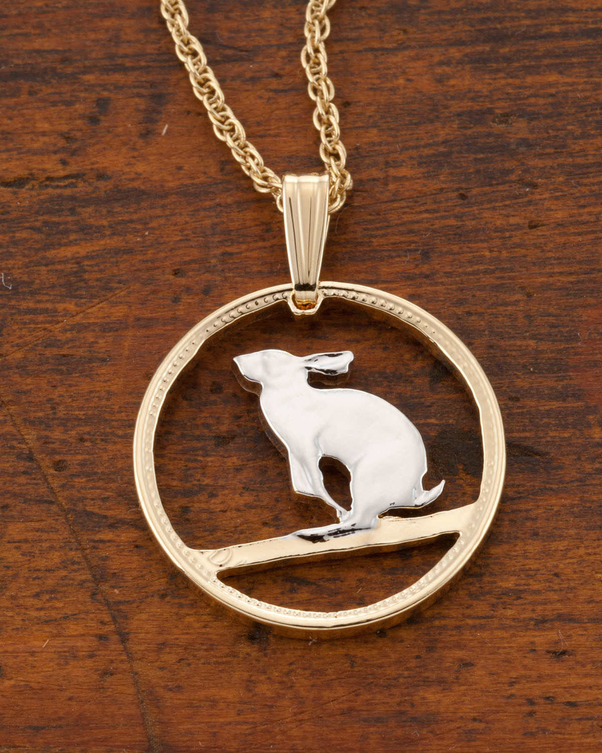 Rabbit, Snowshoe Canada Coin Pendant Necklace. Hand cut - 7/8"diameter ...