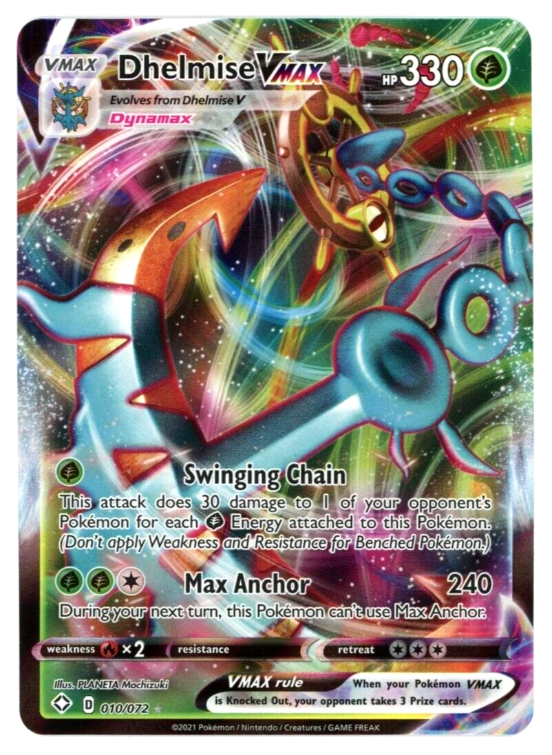 Dhelmise Vmax 010/072 Ultra Rare Full Art - 2021 Pokemon Shining Fates ...
