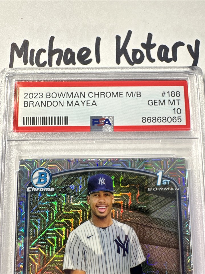 BRANDON MAYEA 2023 BOWMAN CHROME MOJO MEGA BOX PSA 10 Yankees 1st #188 ...