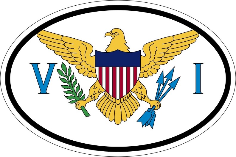 Sticker oval flag vinyl country code VI us virgin islands | eBay