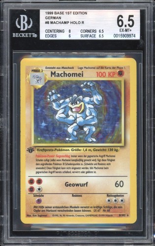 1999 Pokemon GERMAN 1st Edition Base Set Machomei-Machamp Holo 8/102 ...