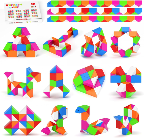 12 Pack Mini Fidget Snake Cube Twist Puzzle Party Favors for Kids ...