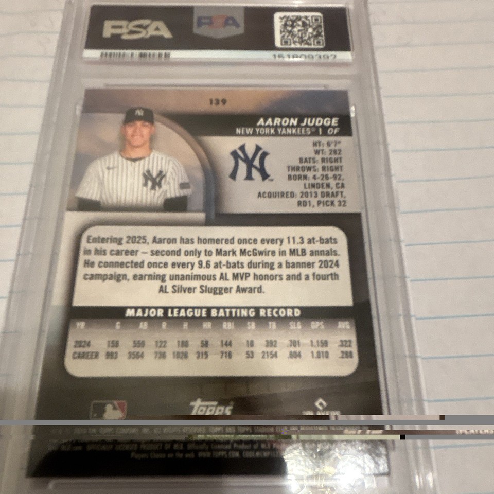 Aaron Judge Topps 2025 Stadium Club Yankees #139 Red Foil PSA 10 | eBay