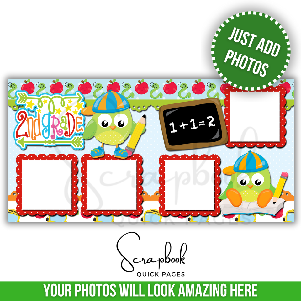 School 2nd Grade Scrapbook Pages 2 PRINTED Premade Scrapbook Quick ...