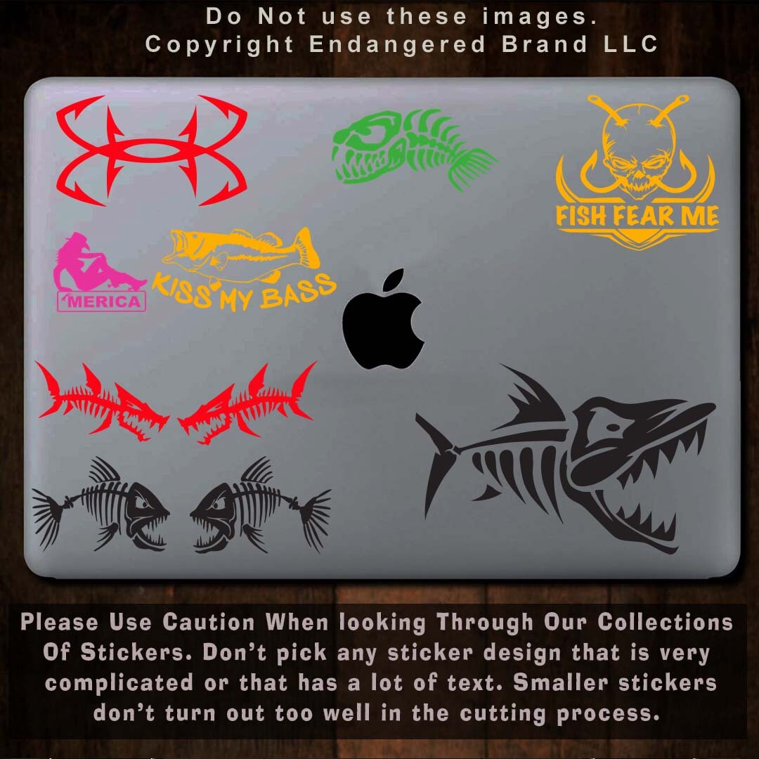 Fishing Bones Skull Skeleton Fish Looking Right DD Decal Sticker | eBay