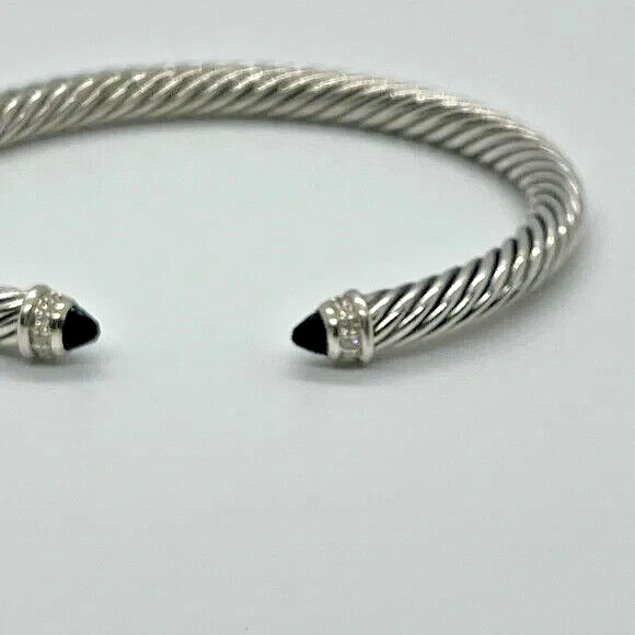 Pre-owned David Yurman Black Onyx and Diamonds 5mm Cuff Small | eBay