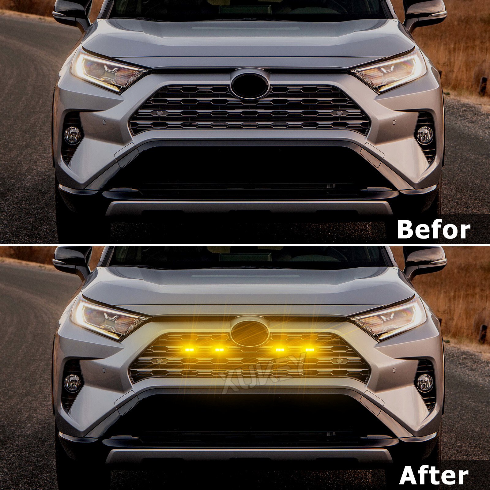 4x For Toyota RAV4 2019-2023 Raptor Style Front Grille LED Amber Light ...