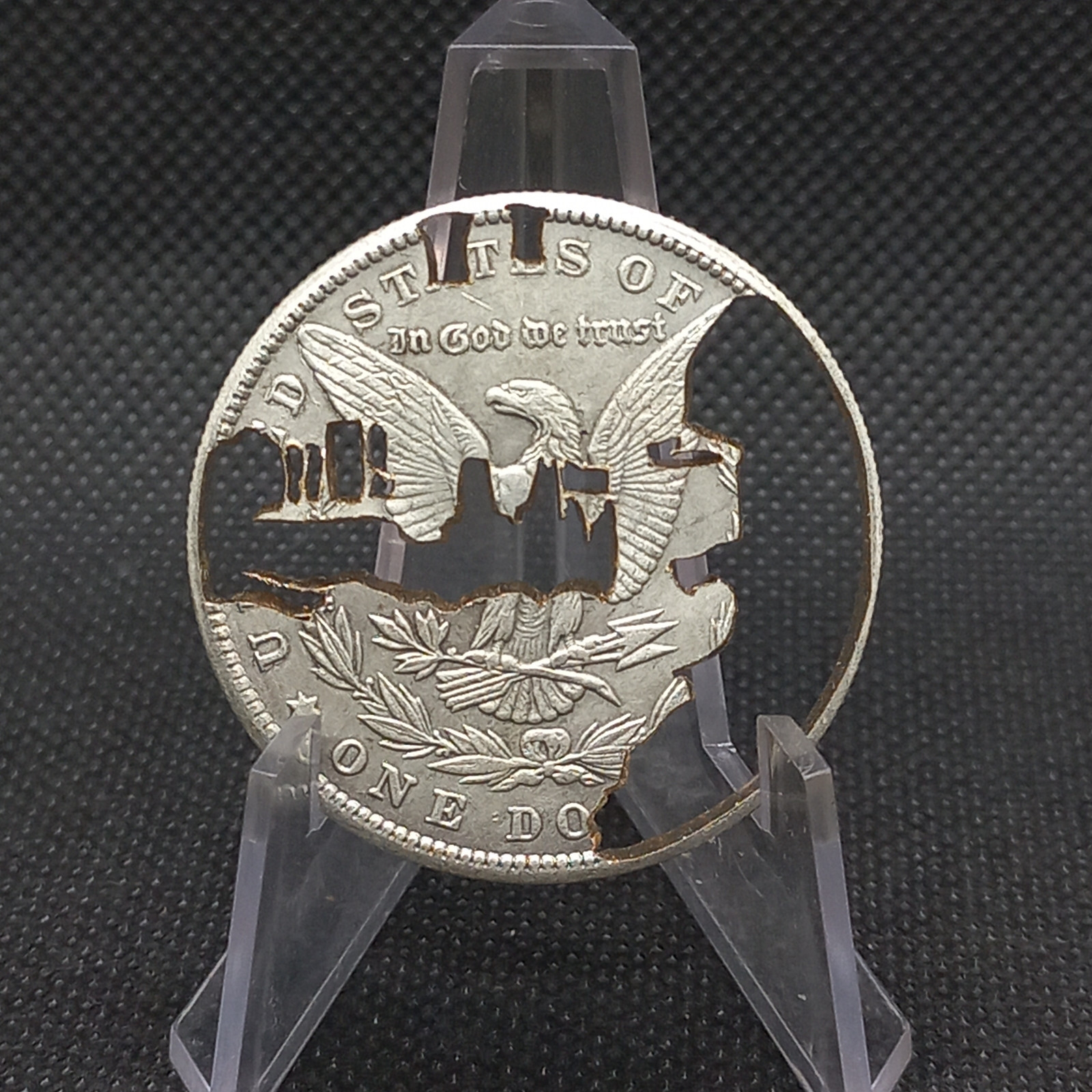 Hobo Cut Coin Train Locomotive Rail Road Tracks Fantasy US American Art ...