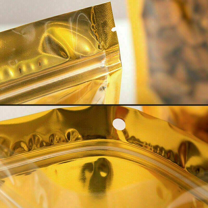 Mylar Foil Bag Stand Up Aluminum Gold Clear Retail Seal Self Package ...