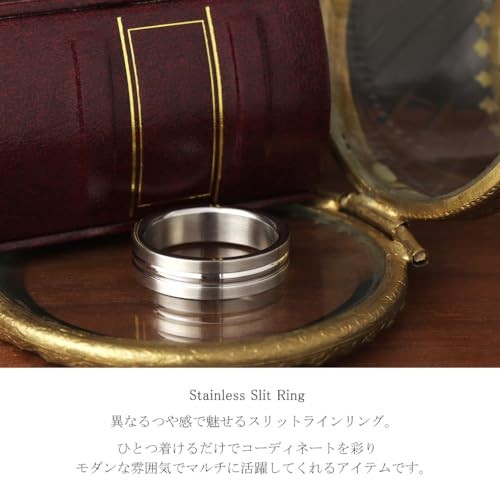 [Shinjuku Gin no Kura] Slit Line Ring Size 28 Men's Stainless Steel ...