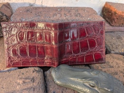 Wild Alligator Bi fold Wallet croc gator swamp leather hide Credit Gar ...