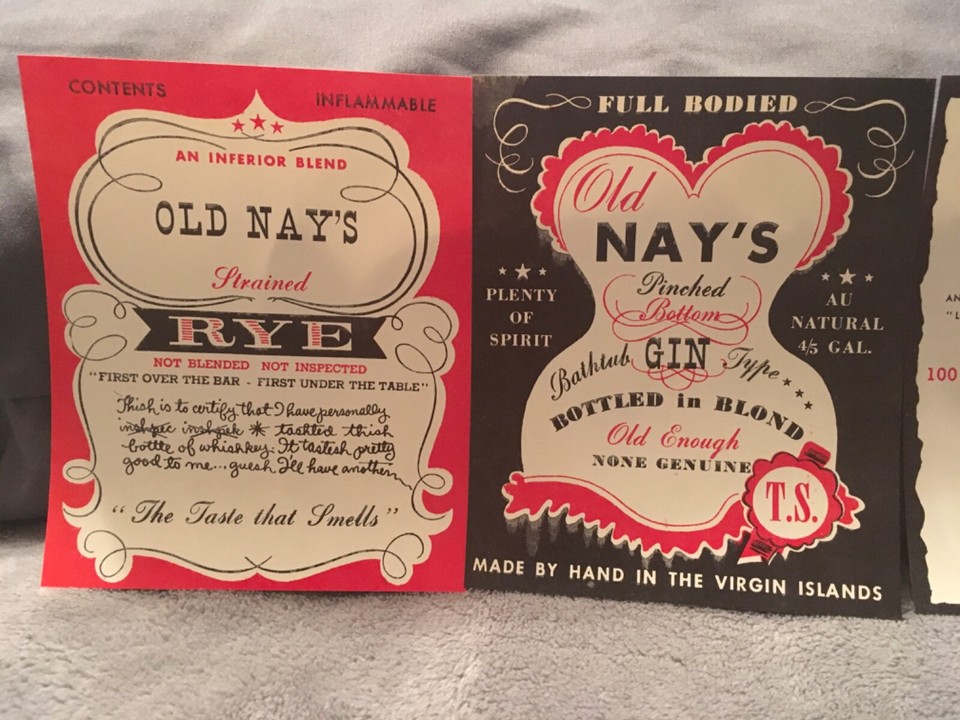 Vintage Nays Liquor Store Gag Bottle Labels, Set of 4, 1950s-60s | eBay