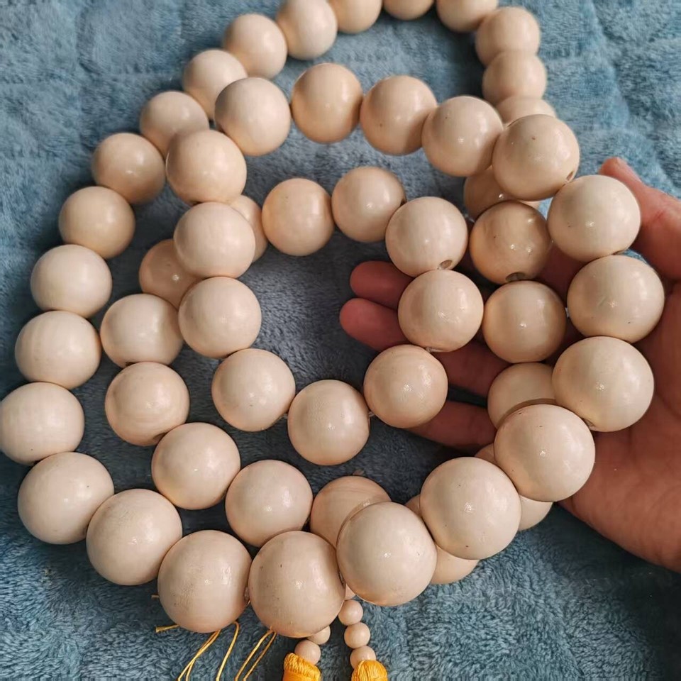 30mm 54 Shaolin Buddha Monk Prayer Mala White Beads Necklaces for Kung ...
