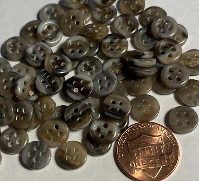 12 Small Tiny Small Brown Gray 4-hole Plastic Sew-through Buttons 3/8 ...
