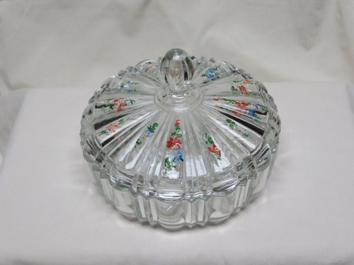 Anchor Hocking Fire King Candy Dish w/ hand painted flowers Old Café ...