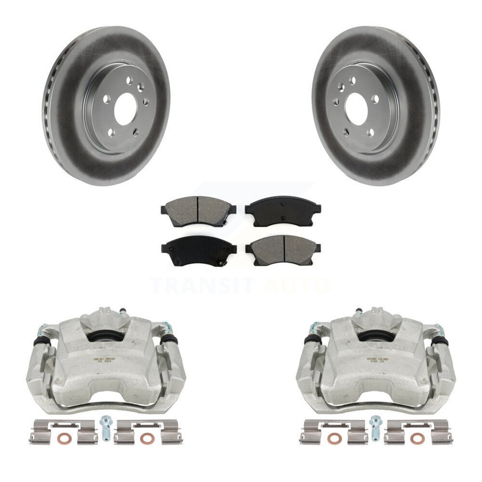 Front Disc Brake Caliper Coat Rotor Semi-Metallic Pad Kit For Chevrolet ...