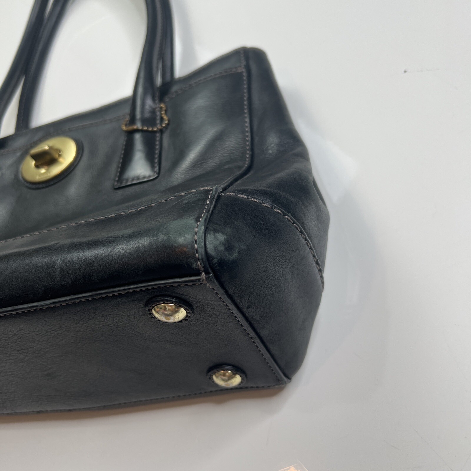 Coach Madeline Black Natural Leather Tote Satchel Han… - Gem