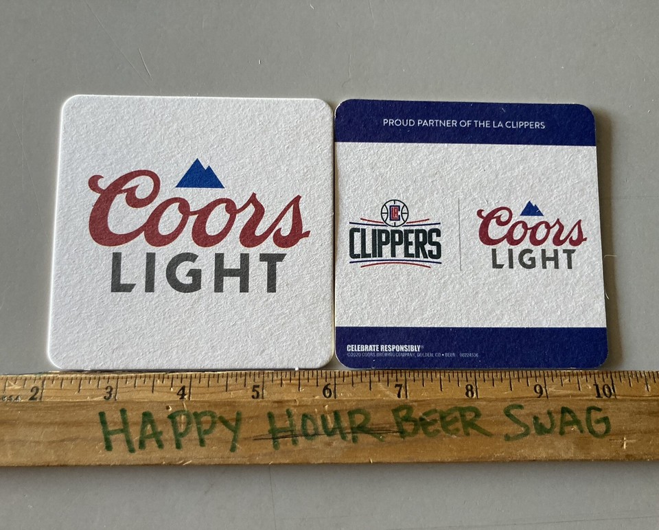 New 20 Coors Light Clippers Basketball Ca. Beer Pint Glass Bar Coasters ...