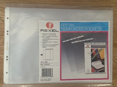 Rexel RRP/A4 13642 Reinforced Punched Pockets ~ 5 Packs of 10 | eBay UK