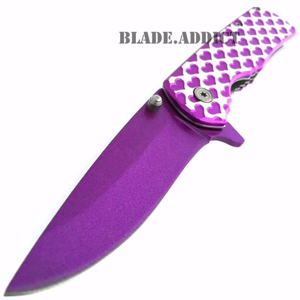 8" Ladies HEARTS TACTICAL Combat Spring Open Assisted Pocket Knife ...