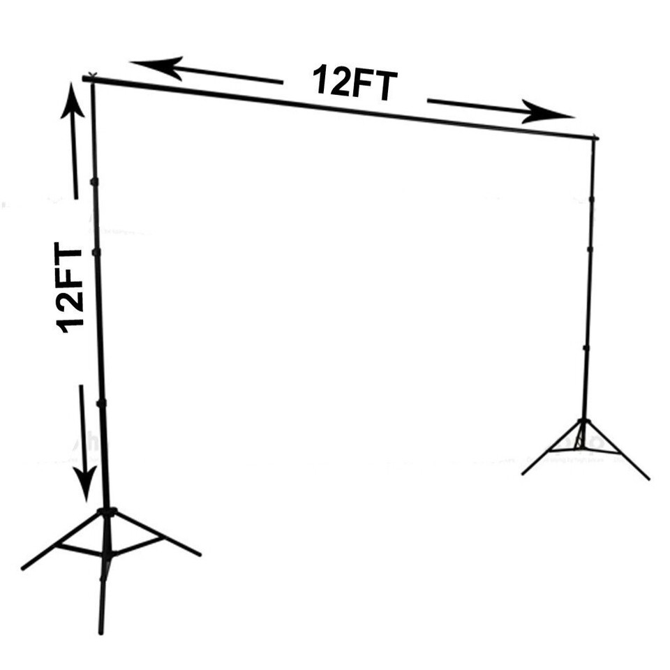 BLACK 12 x 12 ft Photo Backdrop Stand Kit Studio Stage Background Party ...